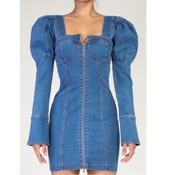 Rehab Lab | Dresses | Rehab Lab Puff Sleeve Denim Mini Dress | Poshmark